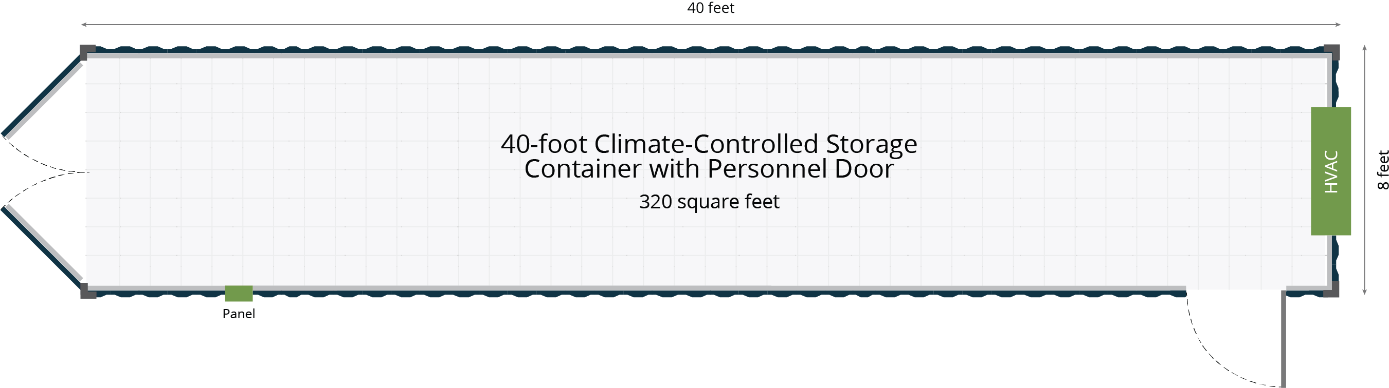 40-ft Climate Controlled Storage Container with Door | Falcon Structures